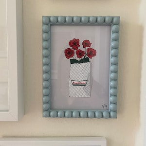 Glossy Beaded Bobbin Picture Frame Lacquered Bobbin Frame Painted ...
