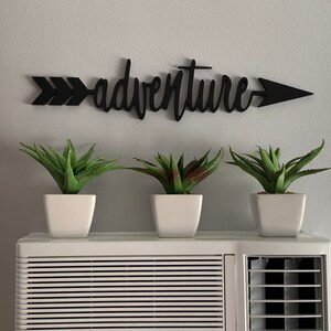 Adventure Sign, Arrow Wall Decor, Wood Arrow Sign, Travel Decor ...