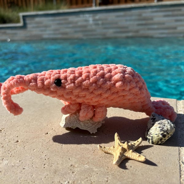 Handmade Crochet Shrimp Plushie | Cute Soft Shrimp Stuffed Animal - Etsy