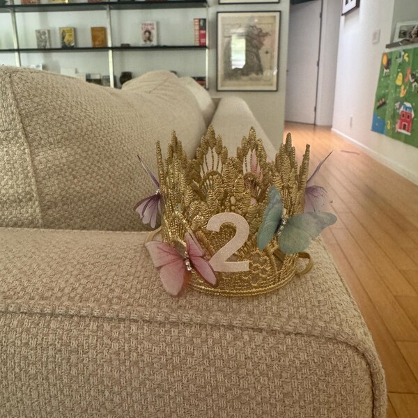 Fairy First 1st One Birthday Butterfly Mini Sienna Flower Lace Crown ...