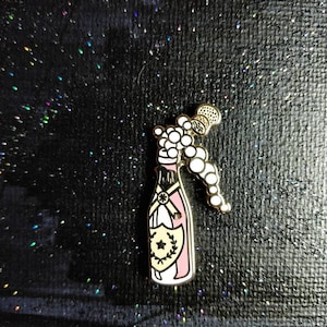 Rose Champagne Pin, Flair Lapel Pin, Pastel Pink Blush & Gold Hard ...
