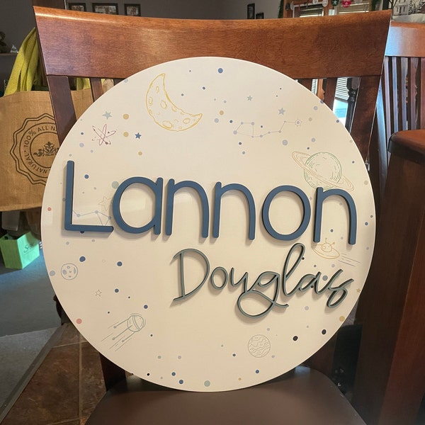 Outer Space Name Sign | Personalized | Baby Name Sign | Wood Sign ...