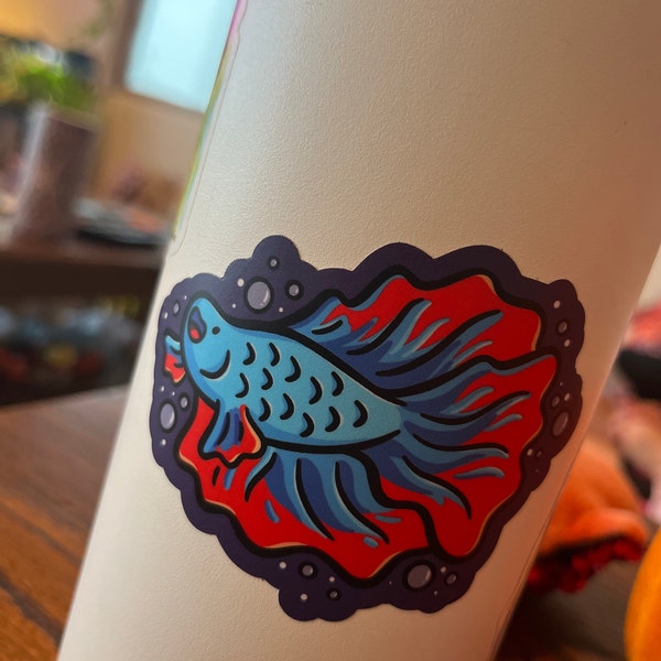 Betta Fish Sticker | Weatherproof Vinyl Sticker | Cute Fish Sticker ...