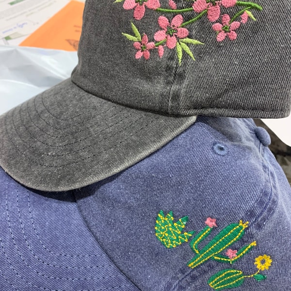 Flower Embroidered Baseball Cap With Seasonal Holiday Theme Color ...