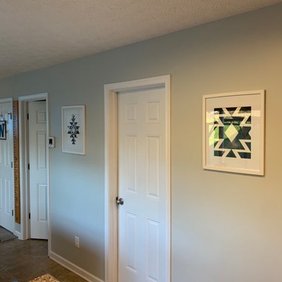 Large Blue Aztec Prints Gallery Wall Art Set of 3 Home Decore Farmhouse ...