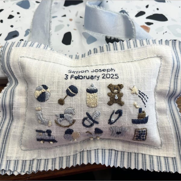 Personalised New Baby Embroidery Kit | DIY Linen Hanger | Custom Name ...