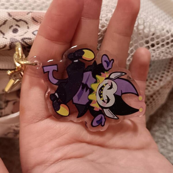 Jevil Deltarune Glitter Keychain - Acrylic Epoxy Charm 2.5in. - Etsy