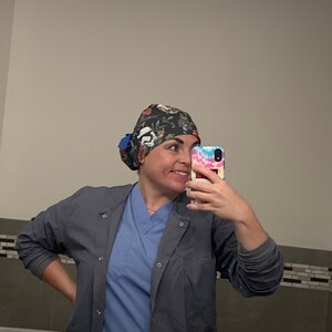 SKELETON Scrub Cap Ponytail 100% Linen, Anatomy Scrub Cap, Surgical Hat ...