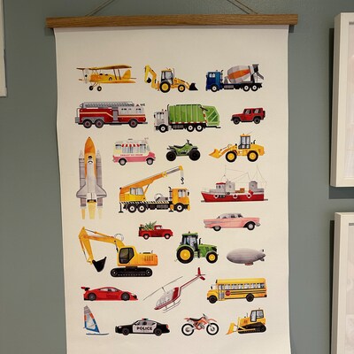 Numbers Vehicle Posters Playroom Learning Prints Home School - Etsy