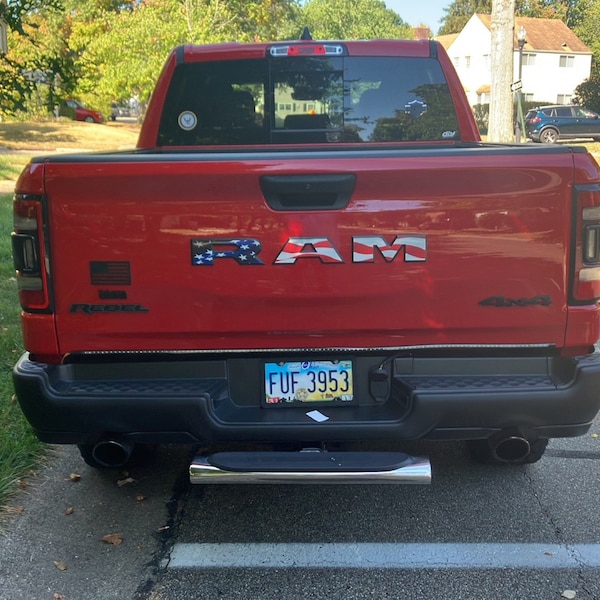 1500 RAM Tailgate Letters Overlay Decals American Flag Fits 2009-2026 ...