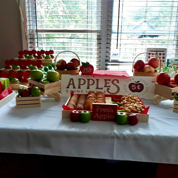 Apple Cupcake Toppers: Apple Birthday Party Decor (set of 12) - Etsy