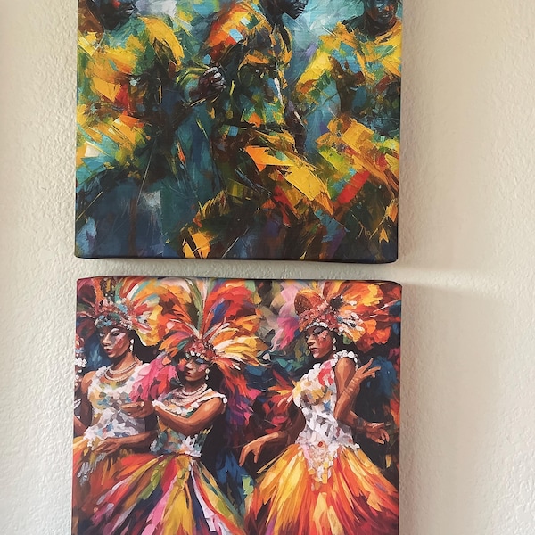 Trinidad Art Carnival Costume Caribbean Scene Vibrant Wall Decor Gift ...