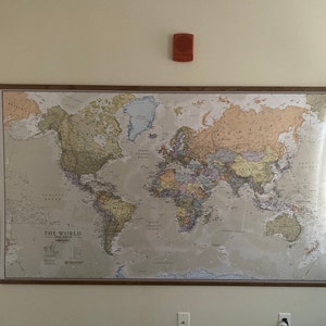 Classic World Map Large Poster Wooden Wall Hanging Most - Etsy