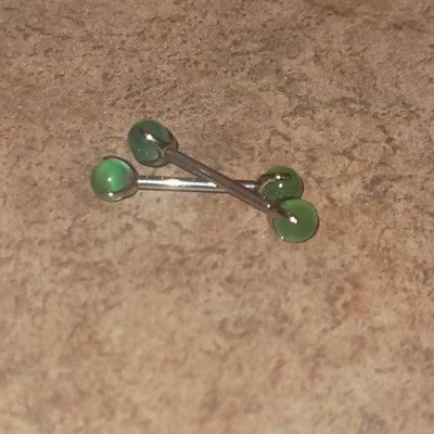 Real Jade 12g 14g Titanium Internally Threaded Claw Nipple Bar Rings ...