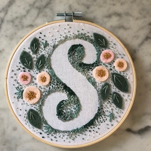 MADE to ORDER Script Letter Initial Embroidery in Hoop Décor ...