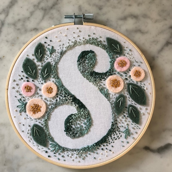 MADE to ORDER Script Letter Initial Embroidery in Hoop Décor ...