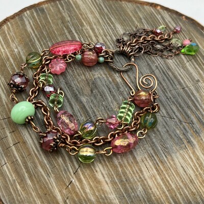 Blue Bird Gemstone and Czech Glass Beaded Stretch Bracelet, Free USA ...