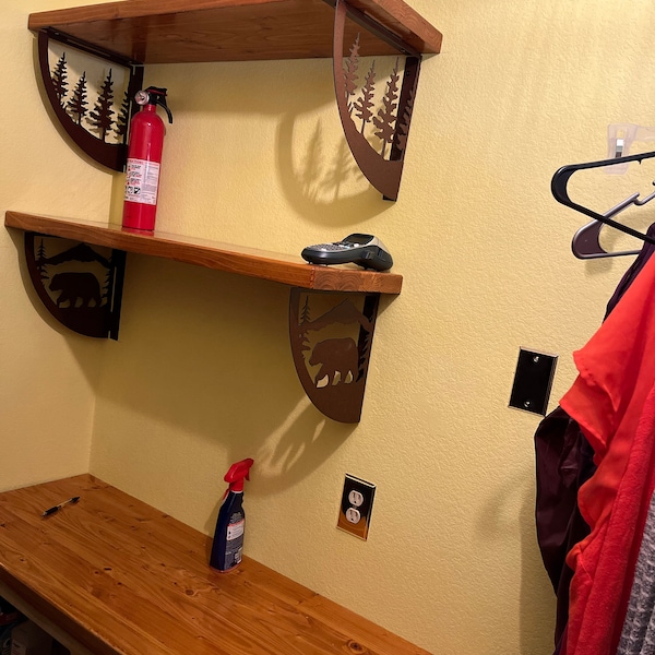 Shelf Bracket Bear Cornice Rustic Bear Decor Gift Metal Bear Art ...