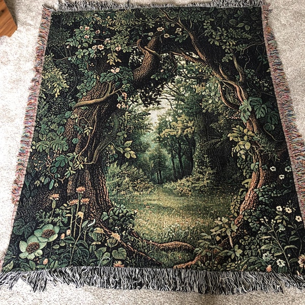 Enchanted Forest Tapestry Blanket • Woven Medieval Tapestry Wall ...