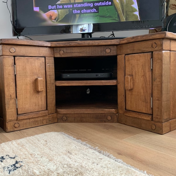 Rustic Handmade Corner Tv Unit Made From Old Drench Oak! - Etsy