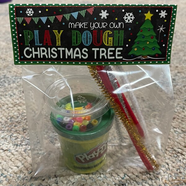 Play Dough Christmas Tree Bag Toppers: Printable Gift Tags (editable ...