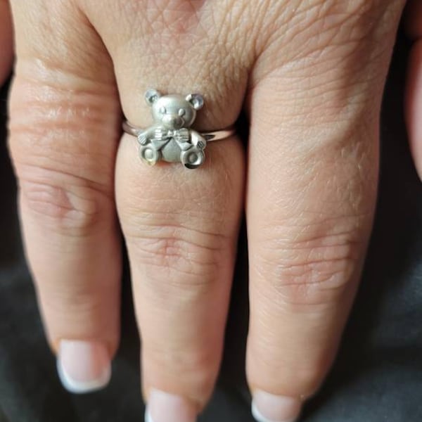 14k Solid Gold Teddy Bear Ring. - Etsy