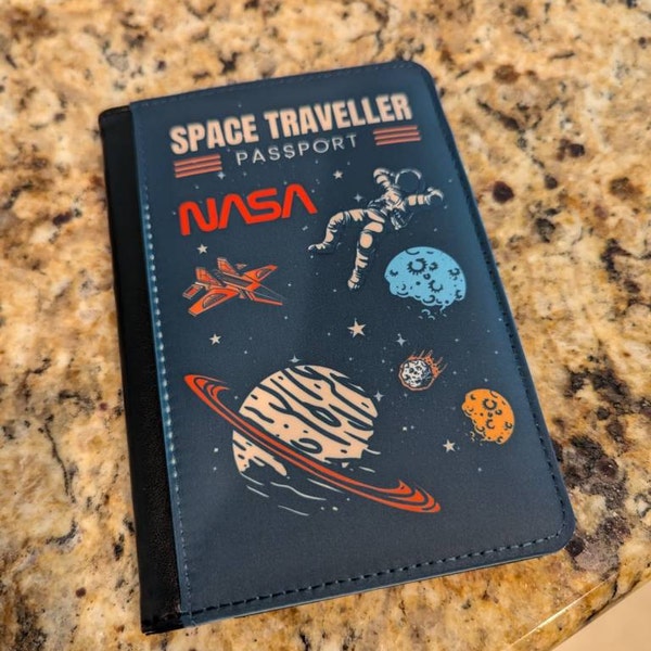 Space Traveler Passport Cover: NASA Print, RFID Blocking Faux Leather ...