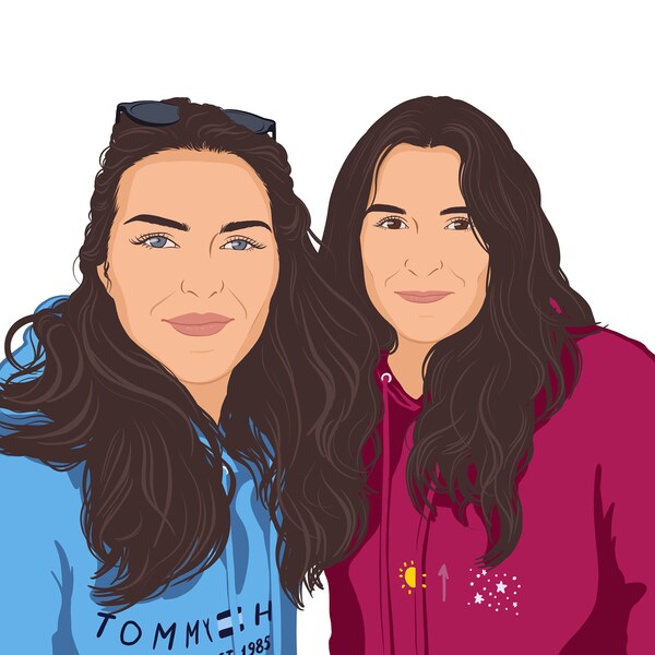Best Friend Portrait From Photo, Hand Drawn Portrait for Friends ...