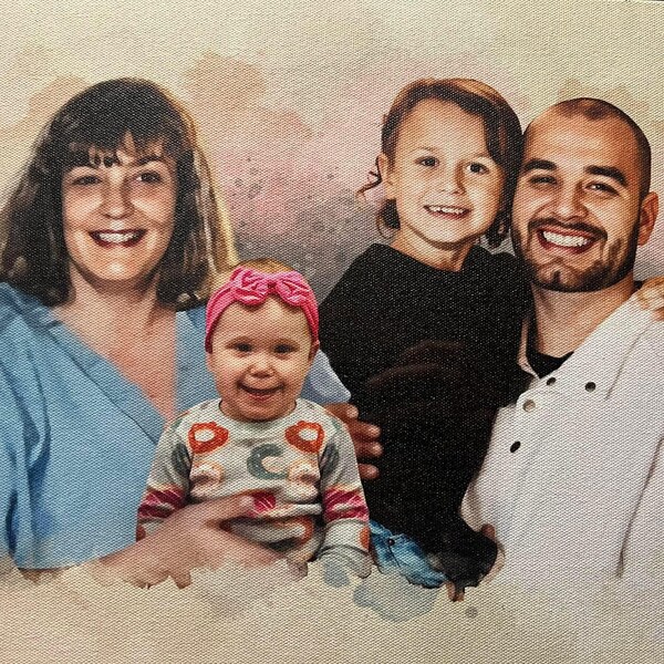 Personalized Watercolor Memorial Family Portrait, Add People to Photo ...