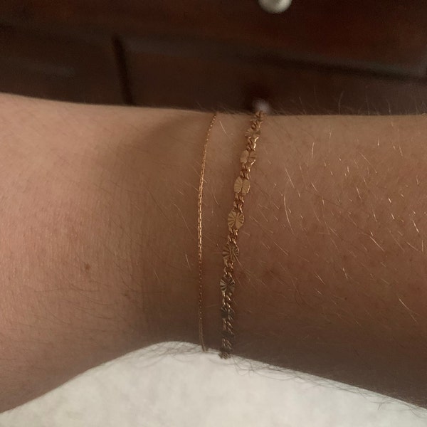 Simple Rose Gold Chain Bracelet, Minimalist Rose Gold Necklace ...