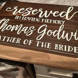 Father of the Bride in Loving Memory Wedding Sign - Etsy
