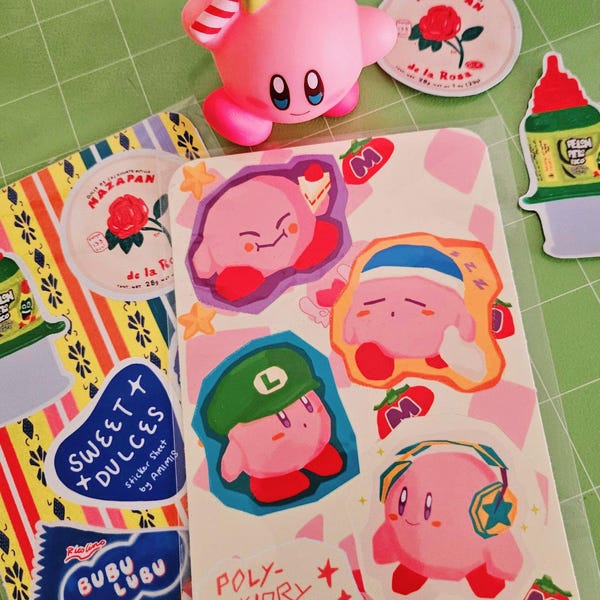 Lowpoly Kirby Sticker Sheet Glossy Vinyl - Etsy