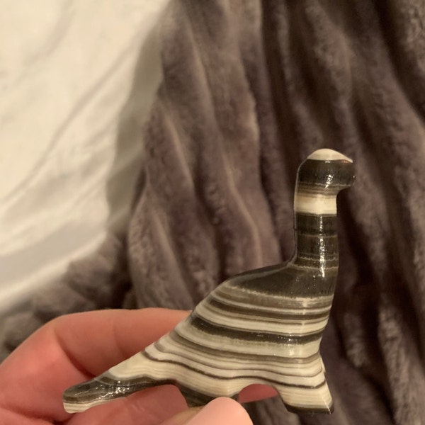 Zebra Onyx Small Apatosaurus Dinosaur Carving, Paleontology ...