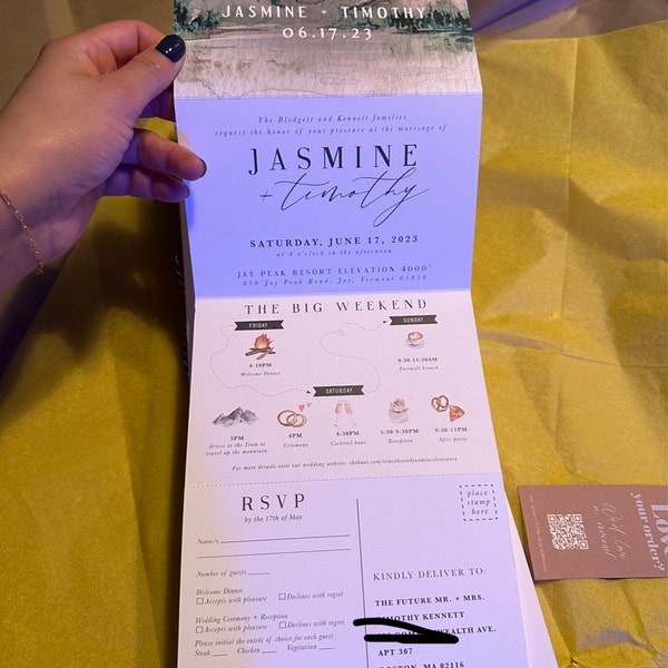 Tri Folding Wedding Invitation, Tri Fold Invite, Minimal Wedding ...