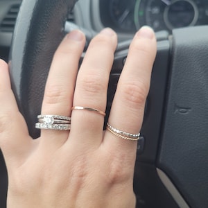 Silver Gold and Rose Gold Stackable Rings // Set of 3 Simple Sterling ...