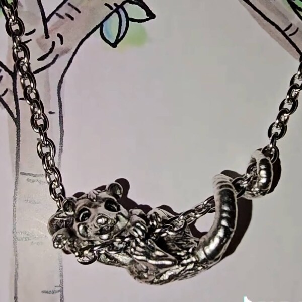 Monkey Pendant Monkey Necklace Silver Plated Animal Jewelry Monkey ...