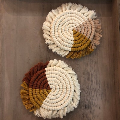Set of 2 Macrame Coasters - Etsy