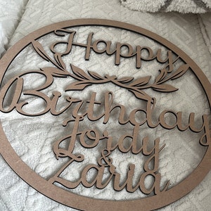 Personalised Birthday Wooden Name Hoop Circle Sign Wall Plaque Wood MDF ...