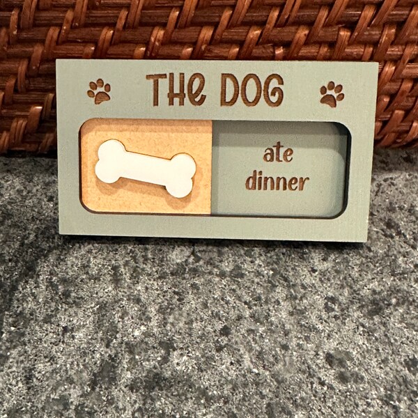 Custom Pet Task Reminder | Engraved Slide Dog Feeding Wall Sign ...