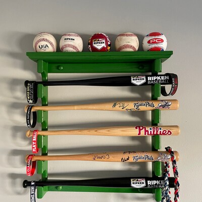 Made in the USA Horizontal Mini Bat Rack With Baseball Shelf - Etsy