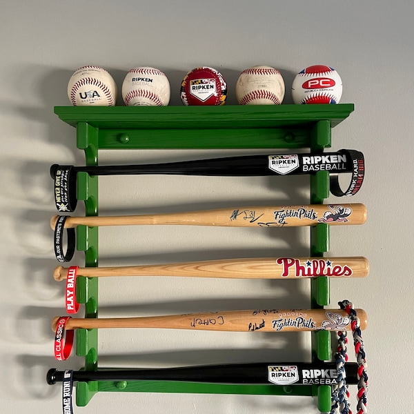 Made in the USA Horizontal Mini Bat Rack With Baseball Shelf - Etsy