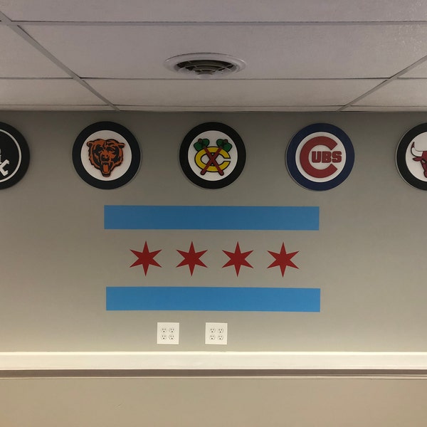 Chicago Flag Wall Decal, Chicago Flag Decor, Chicago Decor, Chicago ...