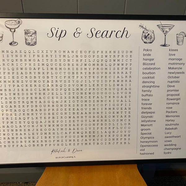 Wedding Game I Spy, Cocktail Hour Game Classy Theme, Custom Wedding ...