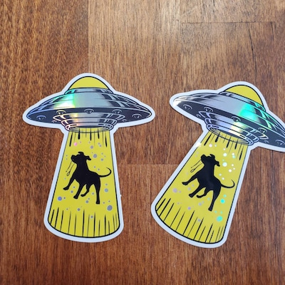 Flailing Cat / UFO Abduction Sticker Holographic Decal - Etsy