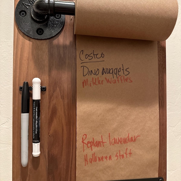 American Walnut Wood Memo Board: Rustic Farmhouse Kitchen Wall Decor ...