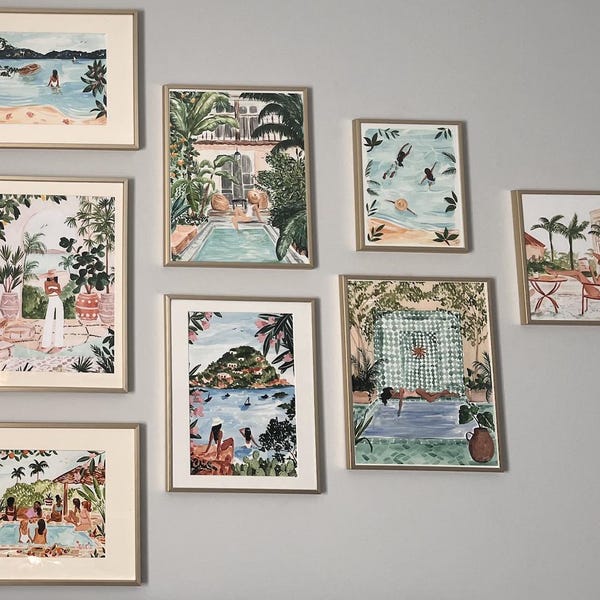 Vacation Mode II Art Print, Watercolour Resort Fashion Painting Palm ...