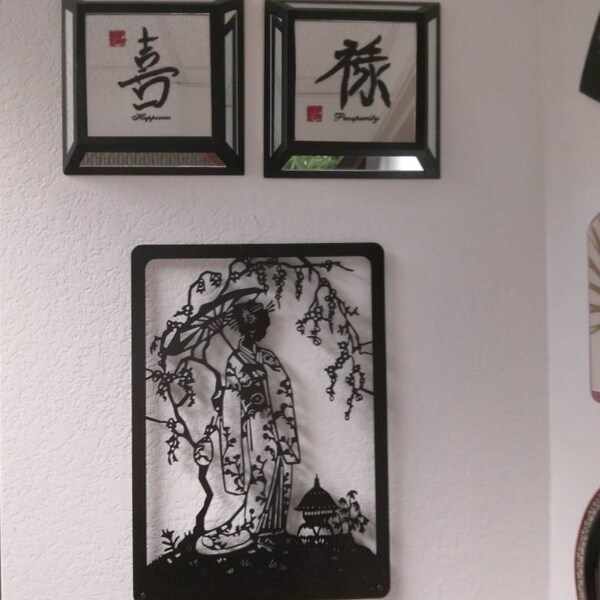 Geisha Metal Wall Art, Geisha Wall Decor, Japanese Wall Art, Geisha ...