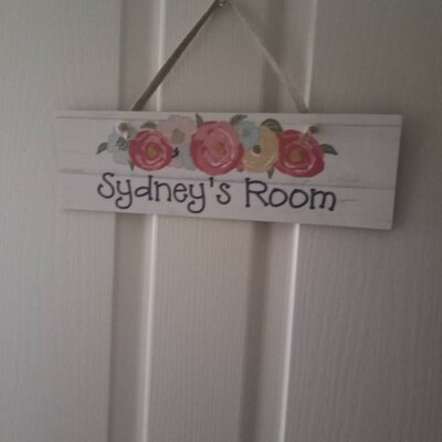 Floral Girls Name Sign Bedroom Door Sign - Etsy