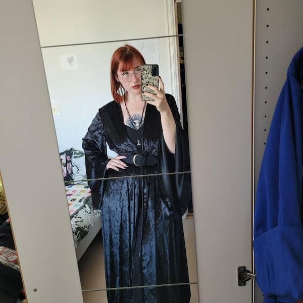 Black Velvet Robe, Vampire Goth Costume, Elegant Overdress - Etsy