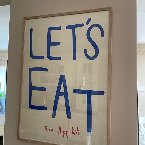 Let's Eat Print, Kitchen Wall Art, Abstract Print, Bon Appetit Print ...
